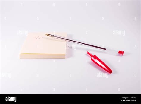 Red Pen Ink Writing Sticky Note Notepad Reminder Scribble White Background Stock Photo Alamy
