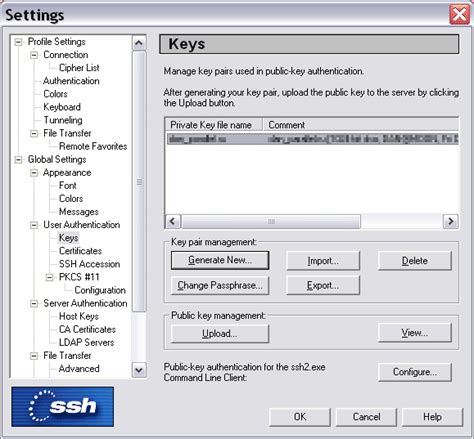 Генерация и импорт ключей в программе Ssh Client Parallelru