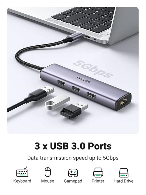 Cable Adaptador Hub 4 En 1 De Usb 32 Tipo C A 3 Puertos Usb Tipo A 30