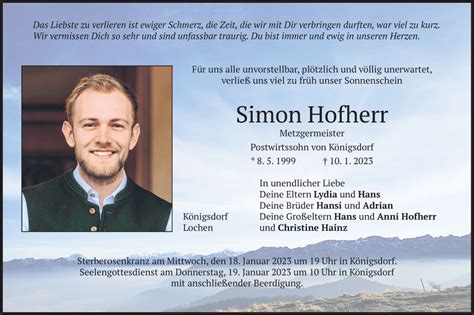 Traueranzeigen Von Simon Hofherr Trauer Merkur De