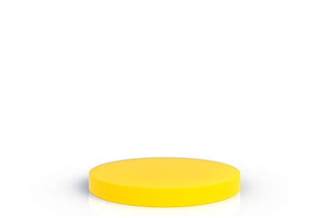 흰색 배경에 격리 된 둥근 노란색 무대 연단 개념 그림입니다 흰색에 시상식에 대한 축제 연단 장면 제품 프레젠테이션용 노란색 받침대 3d 렌더링 3차원 형태에 대한 스톡