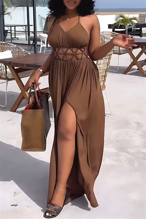 Wholesale Green Sexy Casual Solid Bandage Hollowed Out Backless