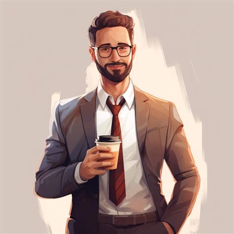 Premium Ai Image Successful Business Man Drinking Coffee Looking