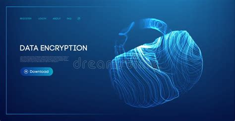 Futuristic Abstract Digital Lock Representing Data Encryption And Cyber Security In Blue Tones