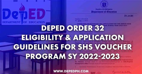 Deped Order 32 Eligibility And Application Guidelines For Shs Voucher