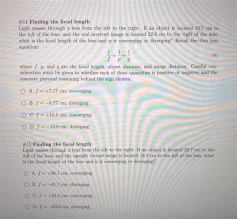 Solved 14 Finding The Focal Length Light Passes Through A