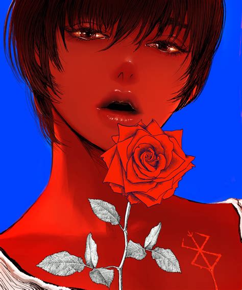 Safebooru 1girl Berserk Black Hair Blue Background Brand Of Sacrifice