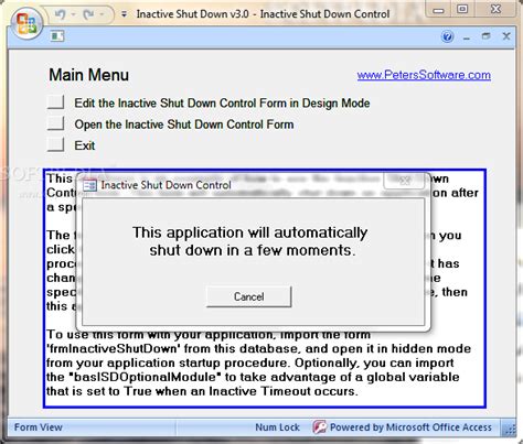 Inactive Shut Down Control For MS Access Download Free Windows 3 0 Softpedia