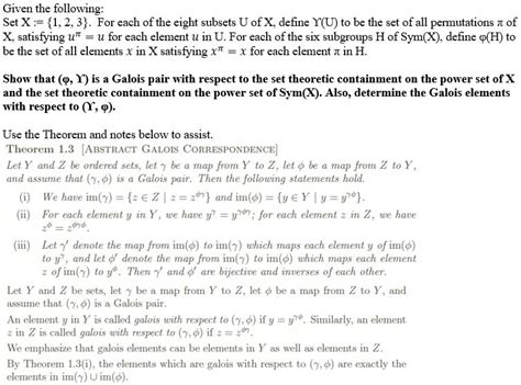 Given The Following Set X 1 2 3 For Each Of Chegg Com