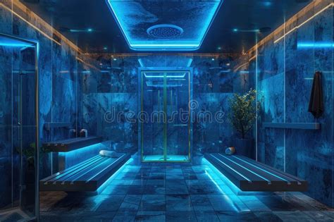 A Modern Bathroom Featuring A Glass Shower Enclosure And A Built In