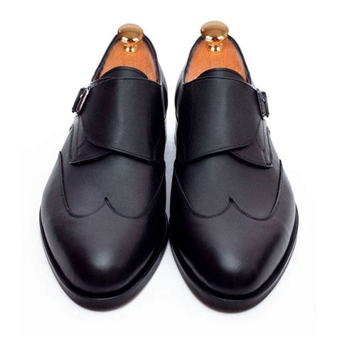 Shop Ariston Single Monk Strap Black Leather Shoes The Suit Depot