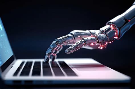Premium Ai Image Robotic Hand Pressing A Keyboard On A Laptop D Rendering