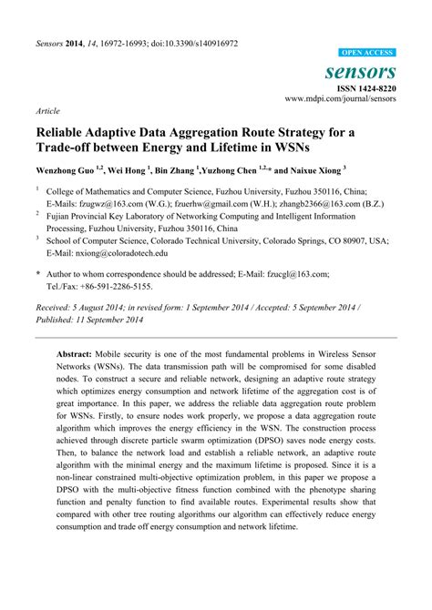 pdf reliable adaptive data aggregation route strategy for a trade off
