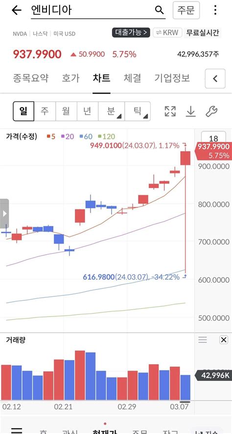 블라인드 주식·투자 엔비디아 주식 차트 질문