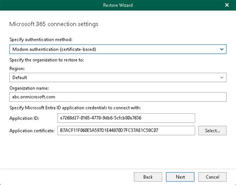 Step 3 Select Authentication Method Veeam Backup For Microsoft 365 Veeam Explorers User Guide