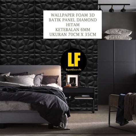 Promo AA Wallpaper Foam 3D Batik Wall Panel Diamond Triangle Hitam