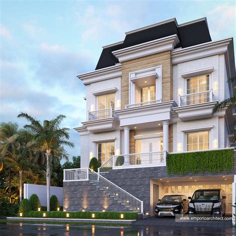 Desain Tampak Depan Rumah Klasik Modern Lantai Bapak Anthony Di Jakarta Desain Fasad