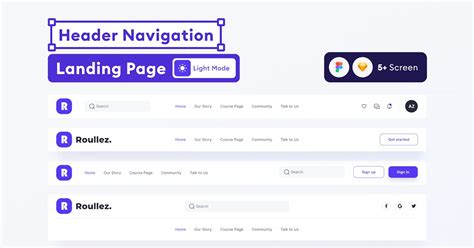 header navigation landing page websites ux and ui kits ft header