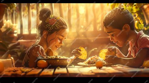 Premium Photo Brother And Sister Holding Plates With Fresh Fruits And