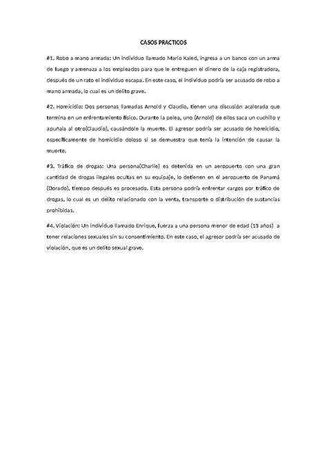 Casos Practicos Procesal Penal 2 Casos Practicos 1 Robo A Mano