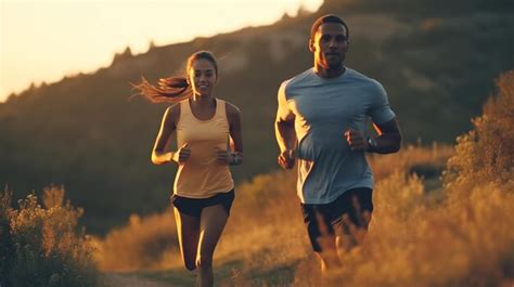 Premium Ai Image A Couple Of Adults On A Morning Run Ai Generated