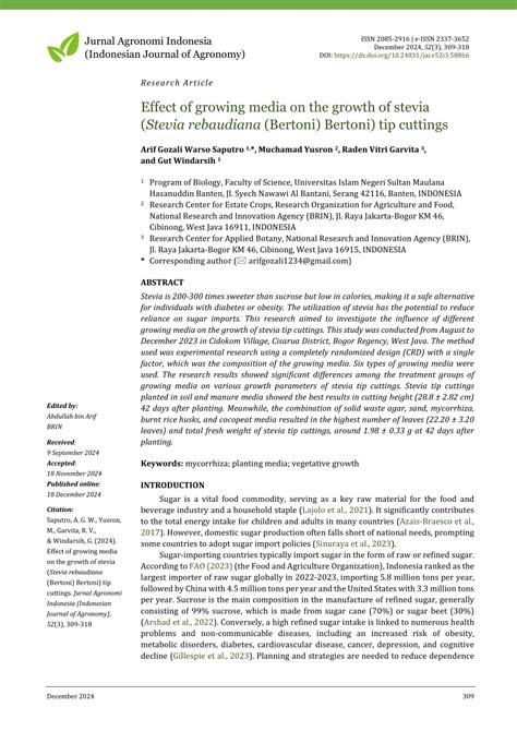 Pdf Effect Of Growing Media On The Growth Of Stevia Stevia Rebaudiana Bertoni Bertoni Tip