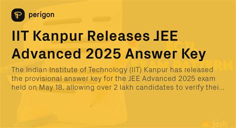 IIT Kanpur Releases JEE Advanced 2025 Answer Key Perigon