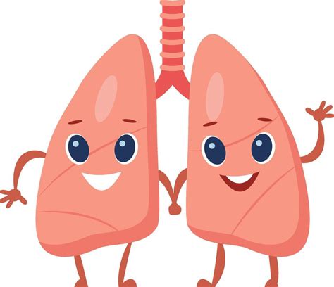 Cartoon Lungs Holding Hands And Smiling Promoting Respiratory Health