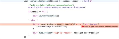 Ios Xcode 8 Value Of Type Error Has No Member Userinfo Stack