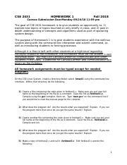 Homework1 Pdf CSE 2431 HOMEWORK 1 Fall 2018 Canvas Submission Due
