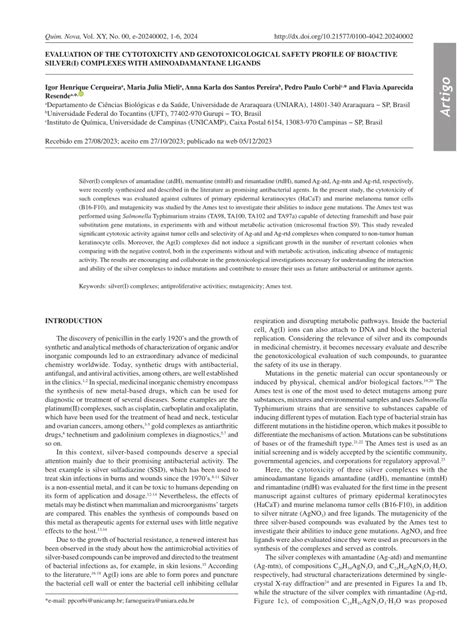 Pdf Evaluation Of The Cytotoxicity And Genotoxicological Safety