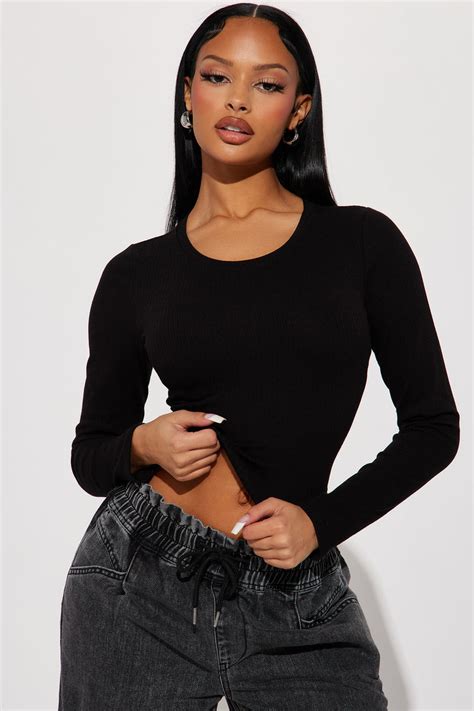 Aria Ribbed Top Black Fashion Nova Basic Tops And Bodysuits