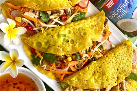 Crispy Vietnamese Crepes With Maple Dipping Sauce Banh Xeo Asian