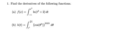 Solved Find The Derivatives Of The Following Functions Chegg