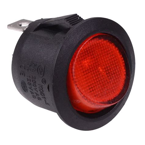 Red On Off 12v Illuminated Circular Rocker Switch Spst 10a — Maplin Pro Your One Stop