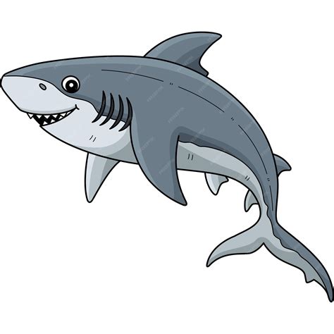 황소 상어 만화 컬러 클리파트 일러스트레이션 프리미엄 Ai 생성 벡터