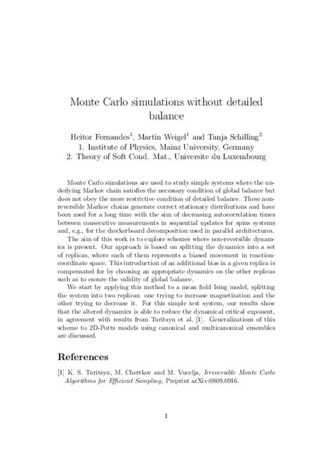 Pdf Monte Carlo Simulations Without Detailed Balance