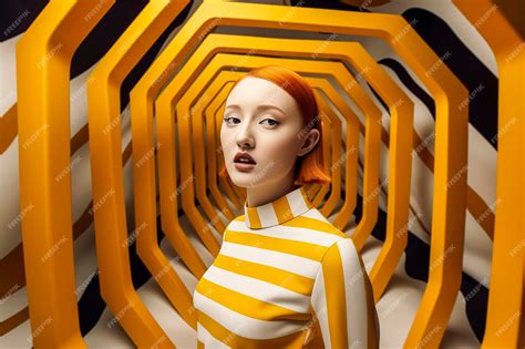 Premium Ai Image Generative Ai Illustration Of A White Striped Woman