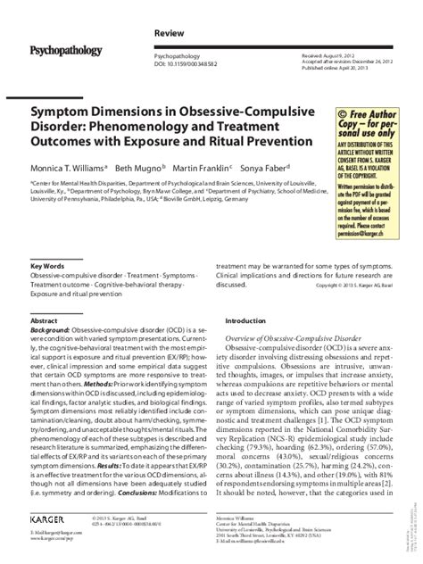 Pdf Symptom Dimensions In Obsessive Compulsive Disorder Factor