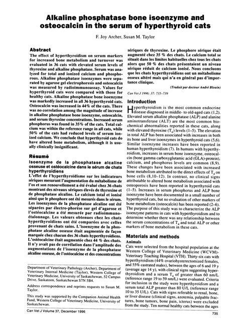 Alkaline Phosphatase Bone Isoenzyme And Osteocalcin In The Serum Of