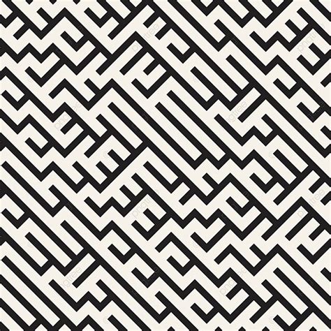 當代平面設計 具有迷宮般不規則形狀的矢量無縫黑白圖案 向量 當代的 線性的 窗飾向量圖案素材免費下載，png，eps和ai素材下載
