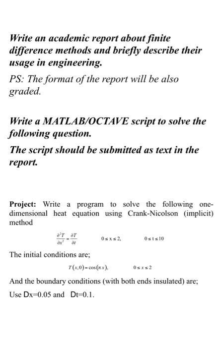 Solved Write An Academic Report About Finite Difference Chegg