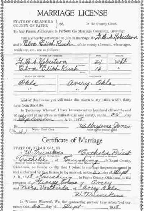 Marriage Certificate Oklahoma Tutoreorg Master Of Documents