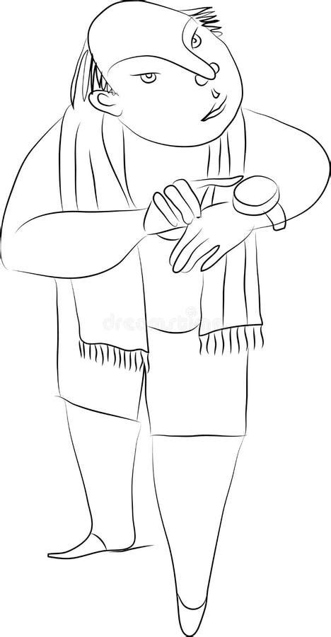 Hombre Del Dibujo Del Vector Con Un Reloj Ilustración del Vector Ilustración de colorante