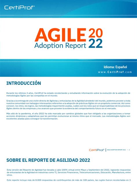 Certiprof Agile Adoption Report 2022 Sp Pdf Scrum Desarrollo De