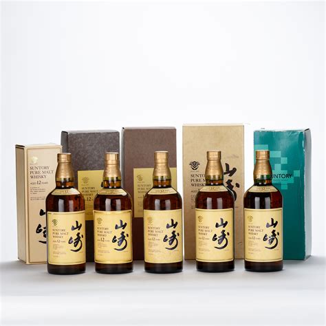 90年代 山崎12年单一麦芽威士忌 各版礼盒装（共五支） 「绝代」珍稀烈酒专场 福建东南2021秋季拍卖会 拍賣結果 福建东南