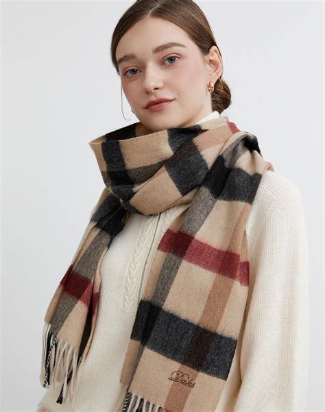 닥스 레이디스 23fw D Muffler 브라운 하우스체크 울캐시미어혼방 머플러 위시버킷