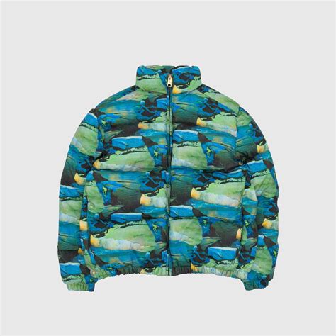 Erl Quilted Green Sunshine Puffer Jacket For Men Lyst