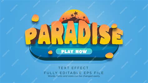 premium vector paradise game ui button text effect font type
