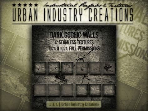 Second Life Marketplace Uic Dark Gothic Wall Texture Set
